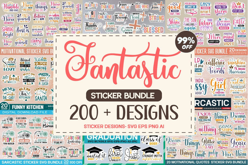 Fantastic Sticker Mega Bundle,The Printable sticker svg bundle/200 ...