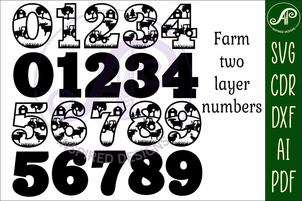 Farm animal number two layer wall sign SVG cut files - So Fontsy