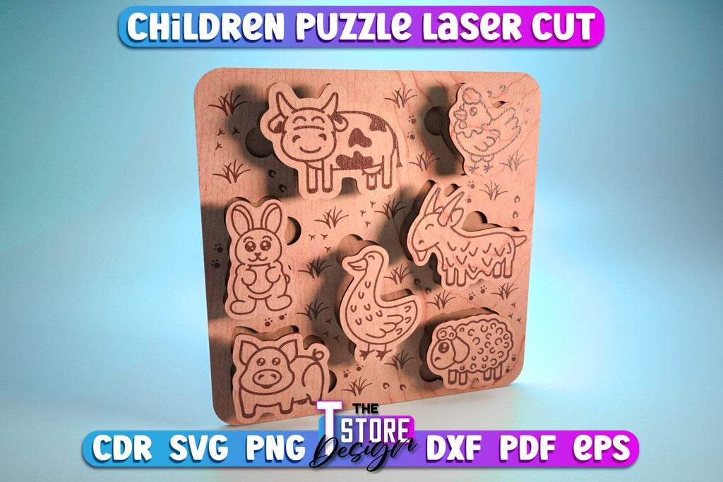 Farm Animals Puzzle Laser Cut | Baby Game Design | Wooden Design | CNC ...