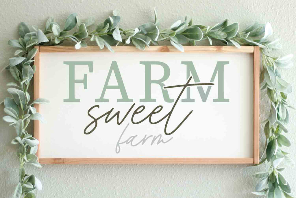 Farm Sweet Farm Farmhouse Sign SVG cut File - So Fontsy