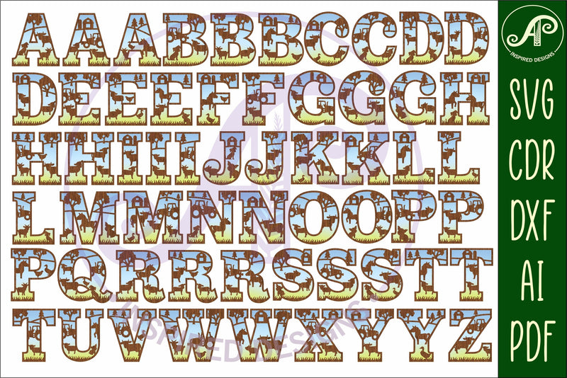 Farm theme alphabet set. 2 layer 59 letters. - So Fontsy
