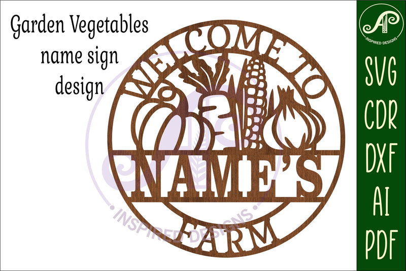 Farm vegetables sign svg laser cut template - So Fontsy