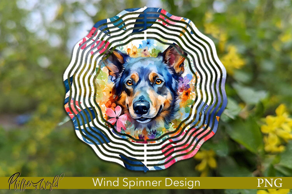 Farm Wind Spinner | Dog with flowers PNG - So Fontsy