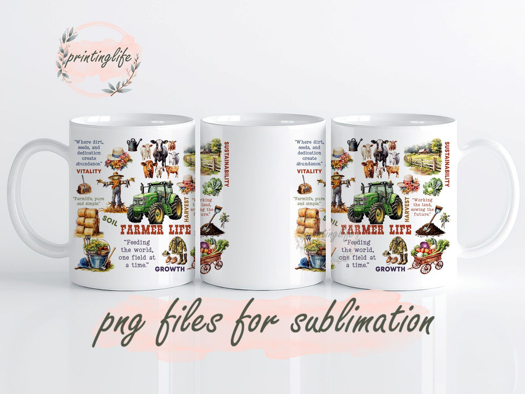 Farmer life Mug Wrap Design, Instant Digital Design Download Mug Wrap ...