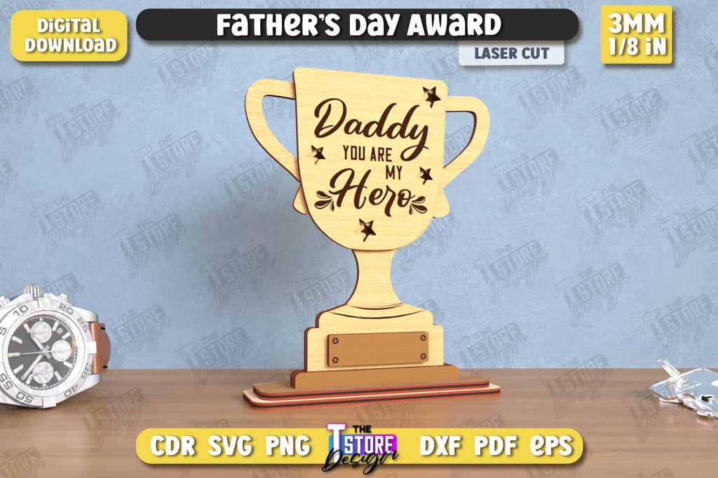 Father's Day Award Bundle | Wooden Trophy | Personalized Award for Dad ...