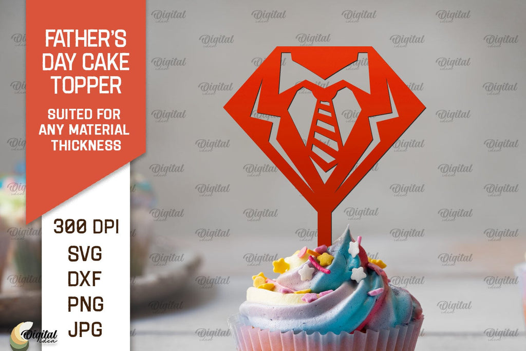 Father's Day Cake Topper SVG. Cupcake Topper Laser Cut - So Fontsy