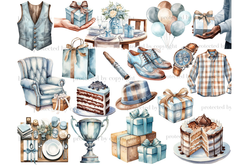 Fathers Day Clipart Bundle | Daddy Illustration Set - So Fontsy