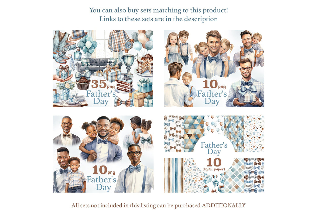 Fathers Day Clipart Bundle | Daddy Illustration Set - So Fontsy