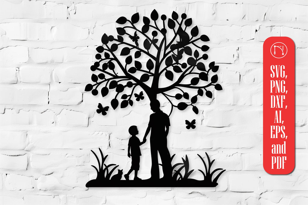 Father's Day Dad Tree SVG cut file - So Fontsy