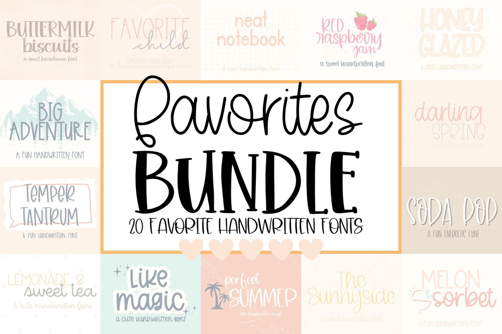 Favorites Font Bundle, Cute Handwritten Fonts - So Fontsy