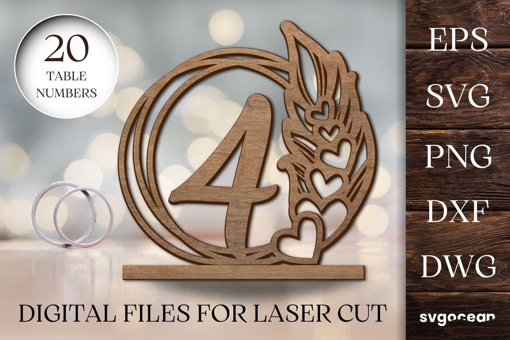 Feather Wedding Table Numbers SVG - So Fontsy