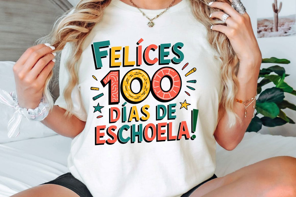 Felices 100 Días De Escuela PNG Feliz Sublimation Design - So Fontsy