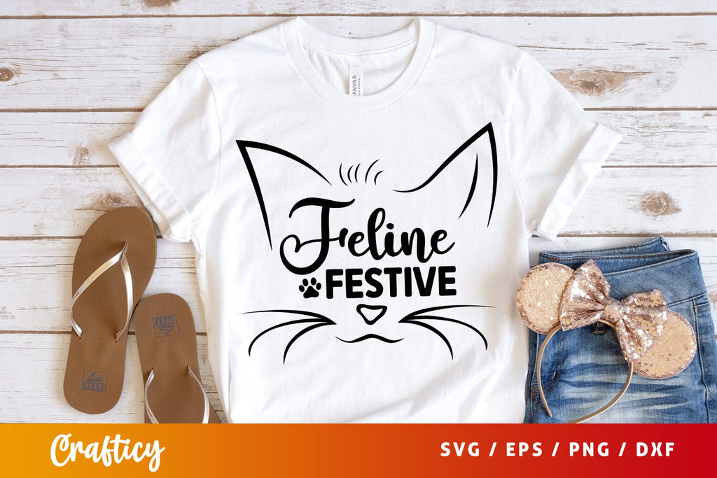 Feline festive SVG Design - So Fontsy