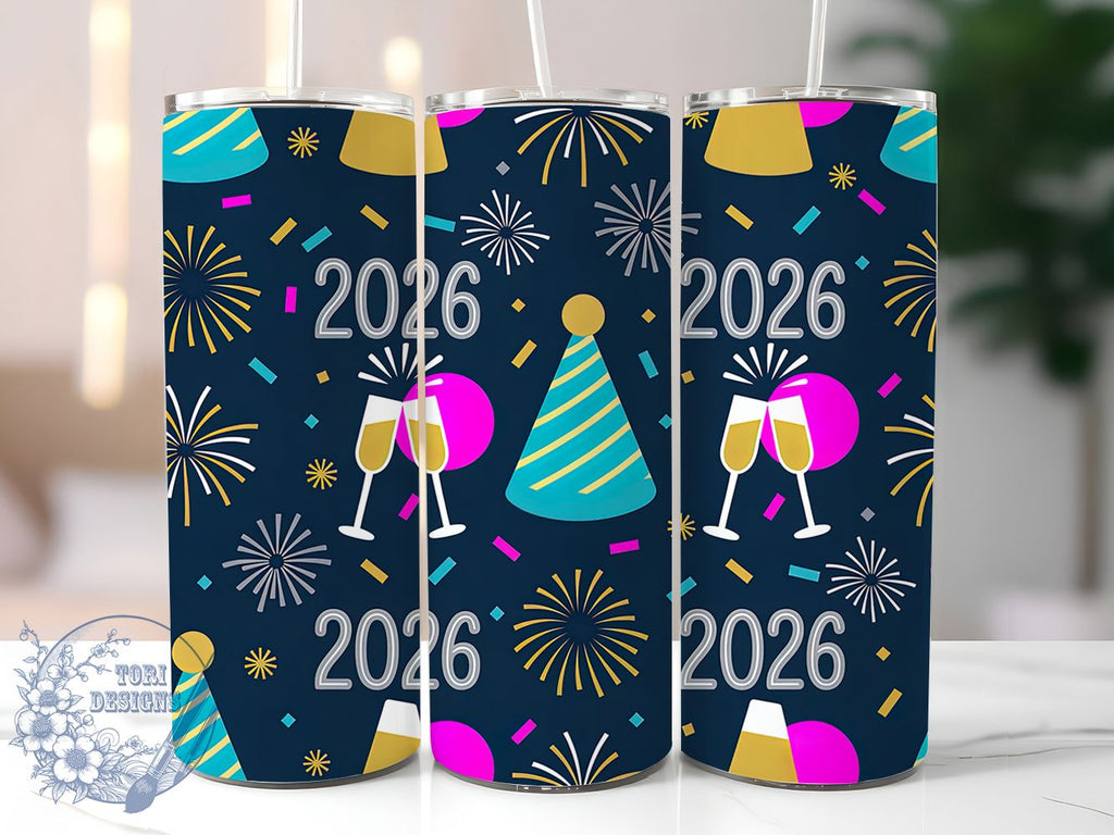Festive Glitter New Year 2026 Tumbler, Celebration Wrap, Festive Party ...