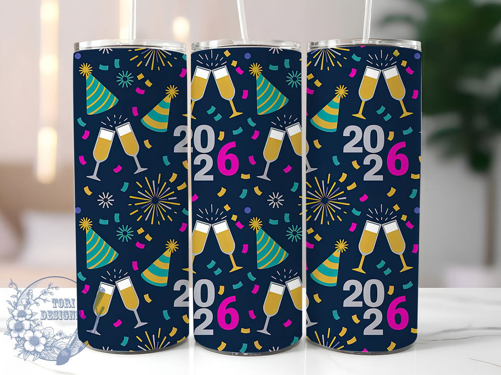 Festive Glitter New Year 2026 Tumbler, Celebration Wrap, Festive Party ...