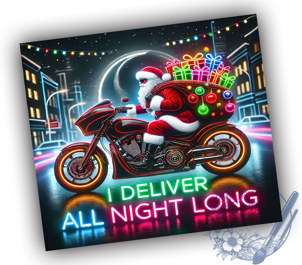 Festive Motorcycle Santa Tumbler Wrap, Motorcycle Santa, Christmas ...
