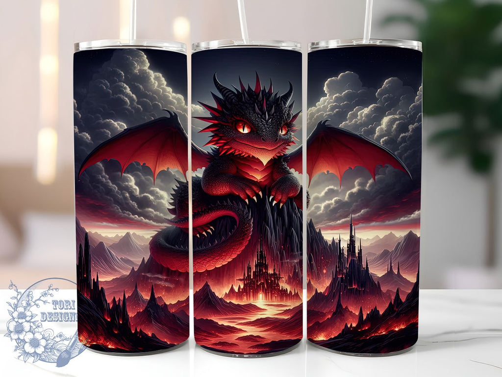 Fierce Black Gothic Fantasy Dragon Tumbler, Dark Fantasy Dragon Wrap ...