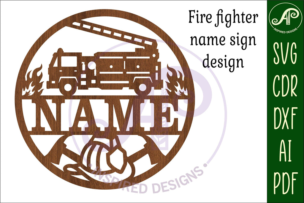 Fire fighter name sign svg laser cut template - So Fontsy