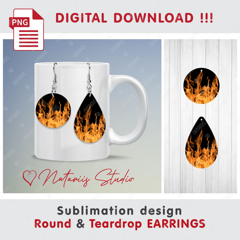 FIRE Round & Teardrop EARRINGS Design. - So Fontsy