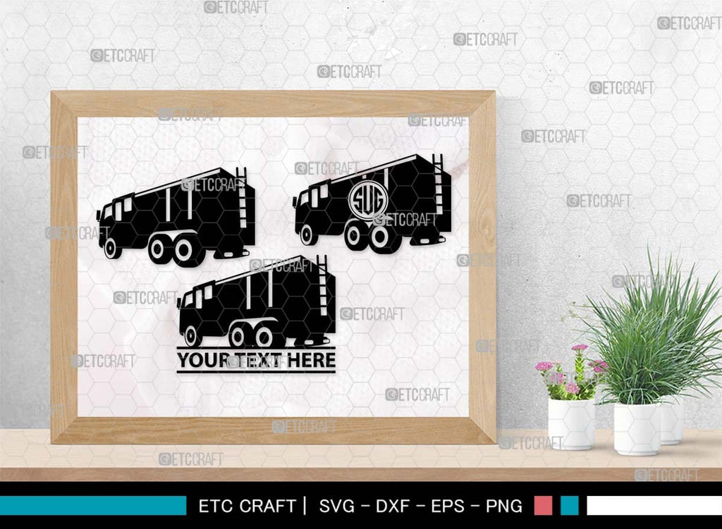 Fire Truck Monogram, Fire Truck Silhouette, Fire Truck SVG, Truck Svg ...
