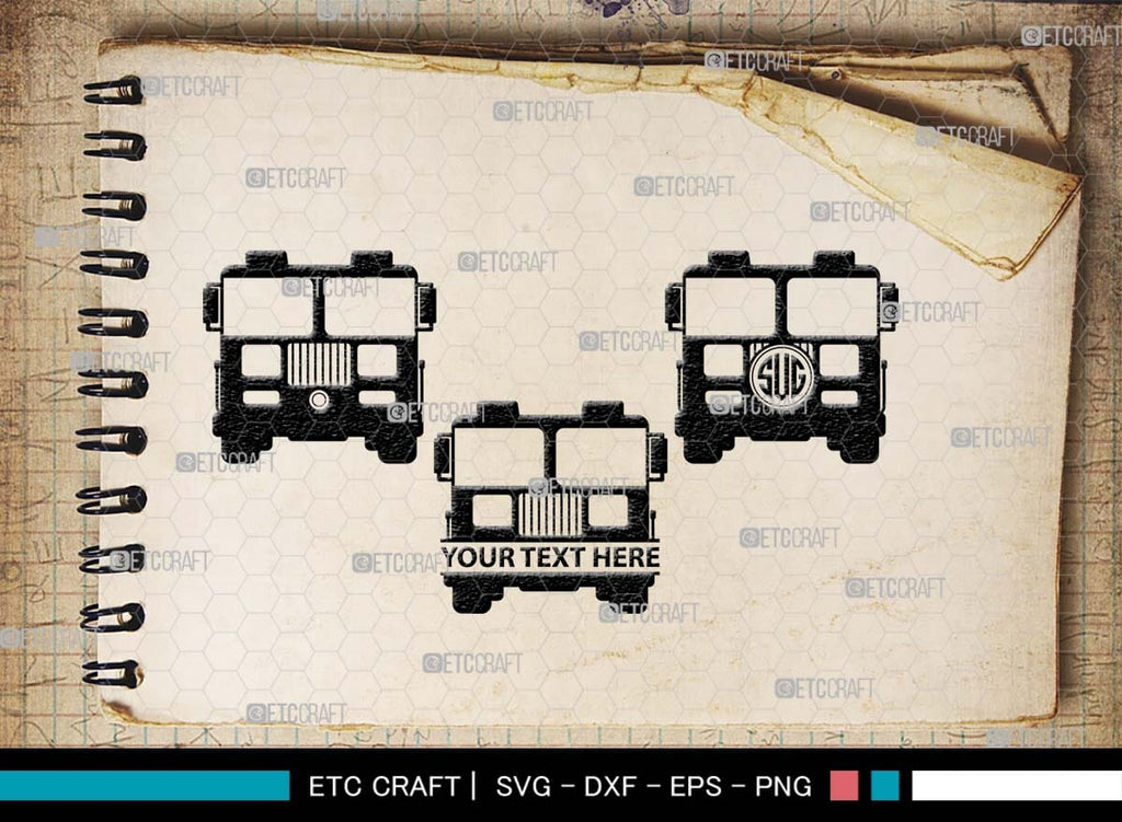 Fire Truck Monogram, Fire Truck Silhouette, Fire Truck SVG, Truck Svg ...