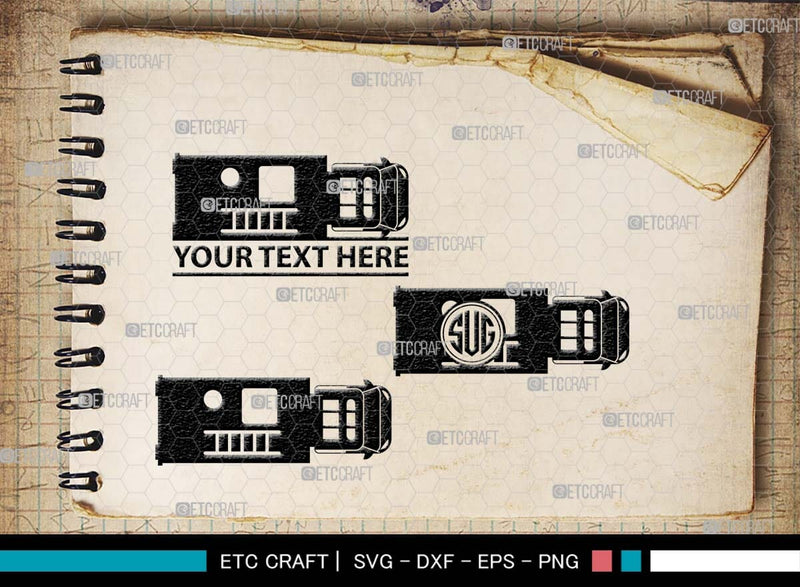 Fire Truck Monogram, Fire Truck Silhouette, Fire Truck SVG, Truck Svg ...