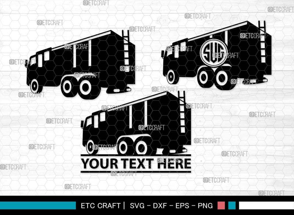 Fire Truck Monogram, Fire Truck Silhouette, Fire Truck SVG, Truck Svg ...