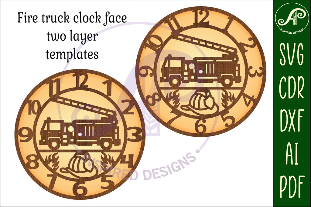 Fire truck wall clock laser cut files, SVG file. vector - So Fontsy