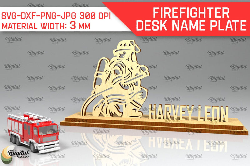 Firefighter Desk Name Plates Laser Cut Bundle - So Fontsy