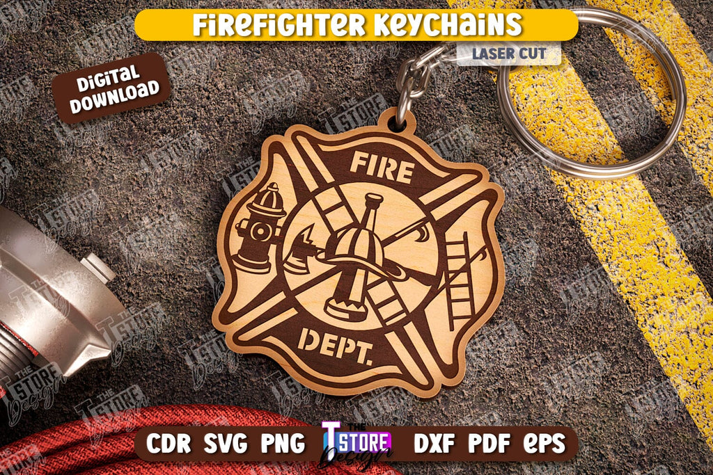 Firefighter Keychain Laser Cut | Firefighter Sign | Keyring SVG Design ...