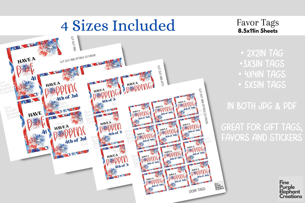 Firework 4th of July Printable Tag Label - Independence Day Party Favor ...