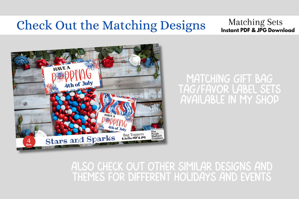 Firework 4th of July Printable Tag Label - Independence Day Party Favor ...