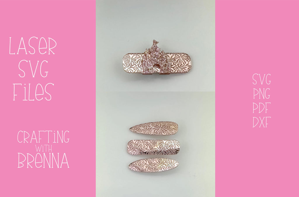 Firework Castle Hair Clips Bundle Laser SVG File - So Fontsy