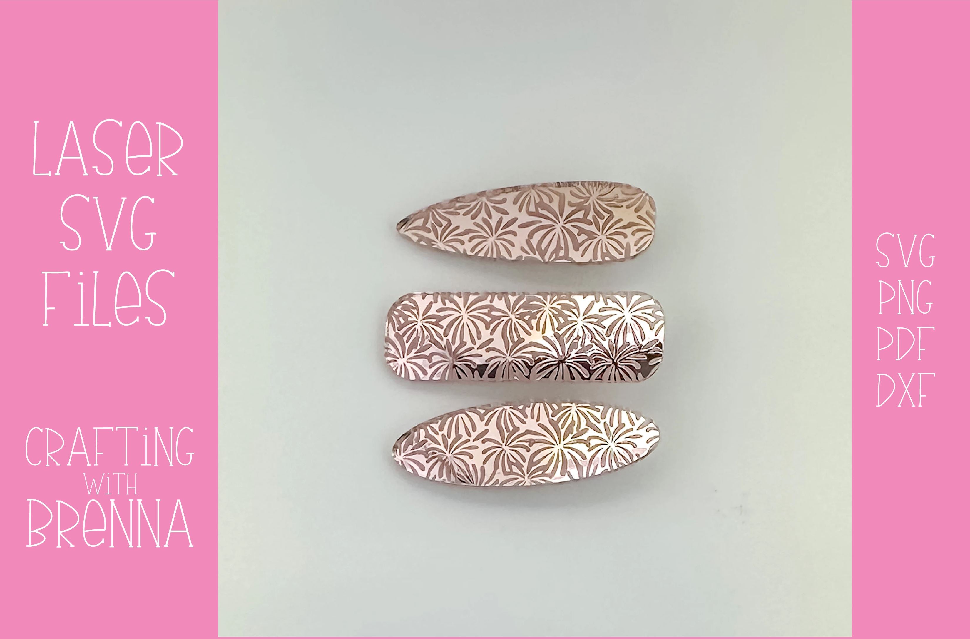 Firework Pattern Hair Clip Laser SVG File - So Fontsy