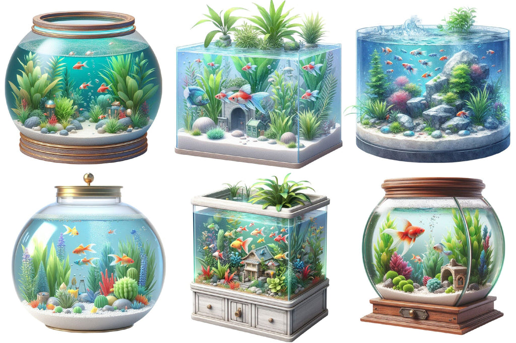 Fish Aquarium Watercolor Clipart - So Fontsy