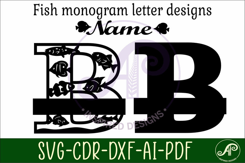 Fish Capital Monogram Letter B SVG - So Fontsy