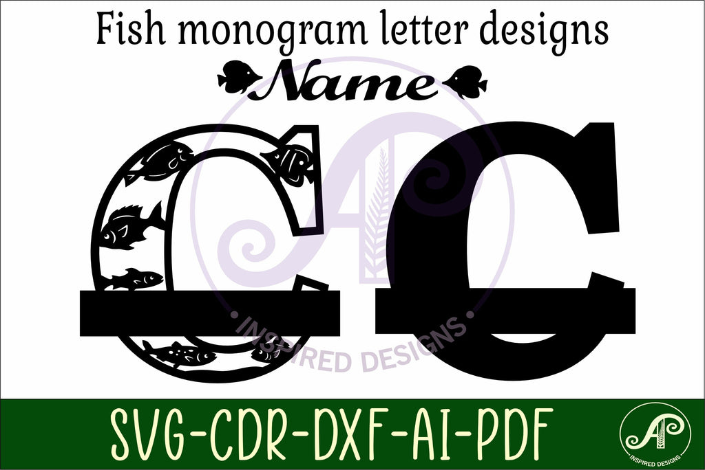 Fish Capital Monogram Letter C SVG - So Fontsy