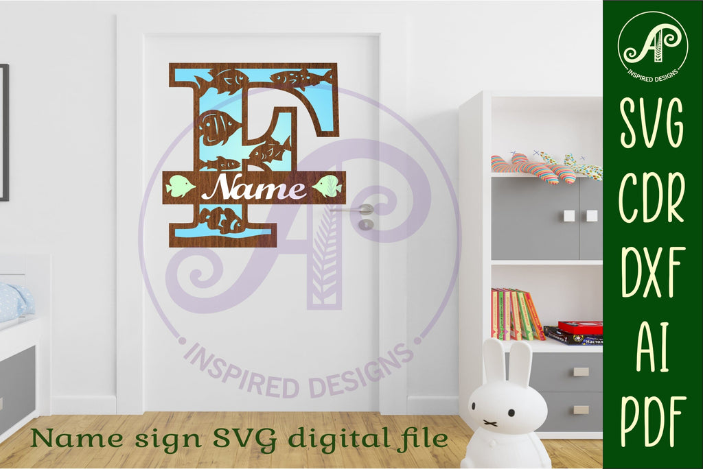 Fish Capital Monogram Letter F SVG - So Fontsy
