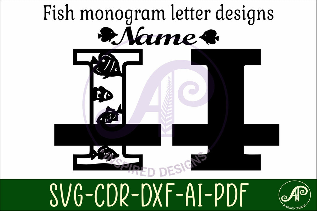 Fish Capital Monogram Letter I SVG - So Fontsy