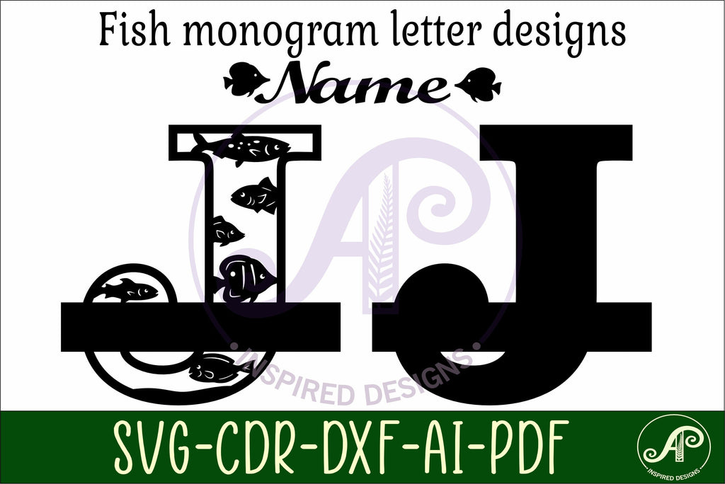Fish Capital Monogram Letter J SVG - So Fontsy