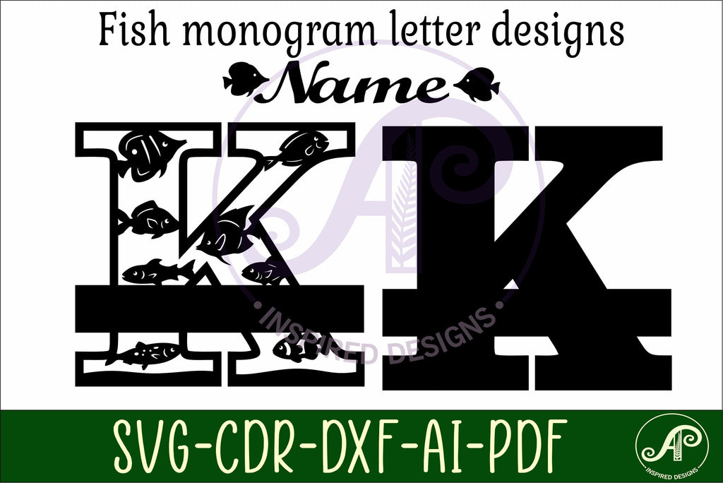 Fish Capital Monogram Letter K SVG - So Fontsy