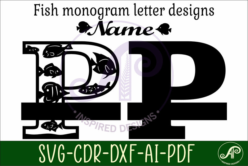 Fish Capital Monogram Letter P SVG - So Fontsy