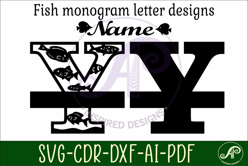 Fish Capital Monogram Letter Y SVG - So Fontsy