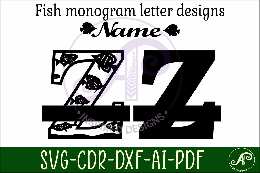 Fish Capital Monogram Letter Z SVG - So Fontsy