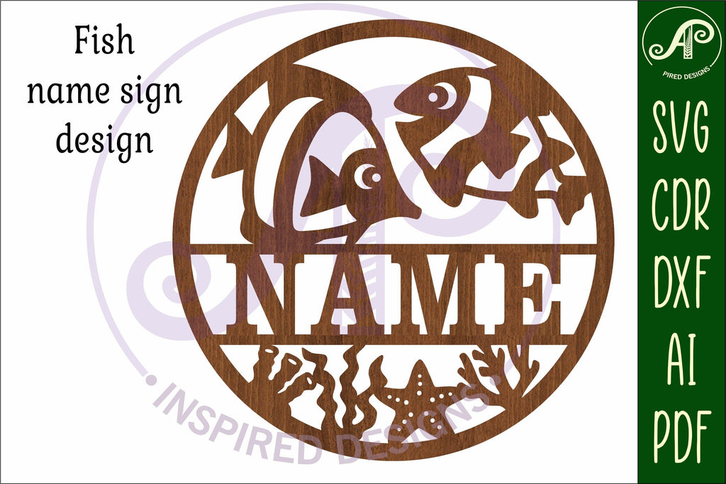 Fish name sign svg laser cut template - So Fontsy