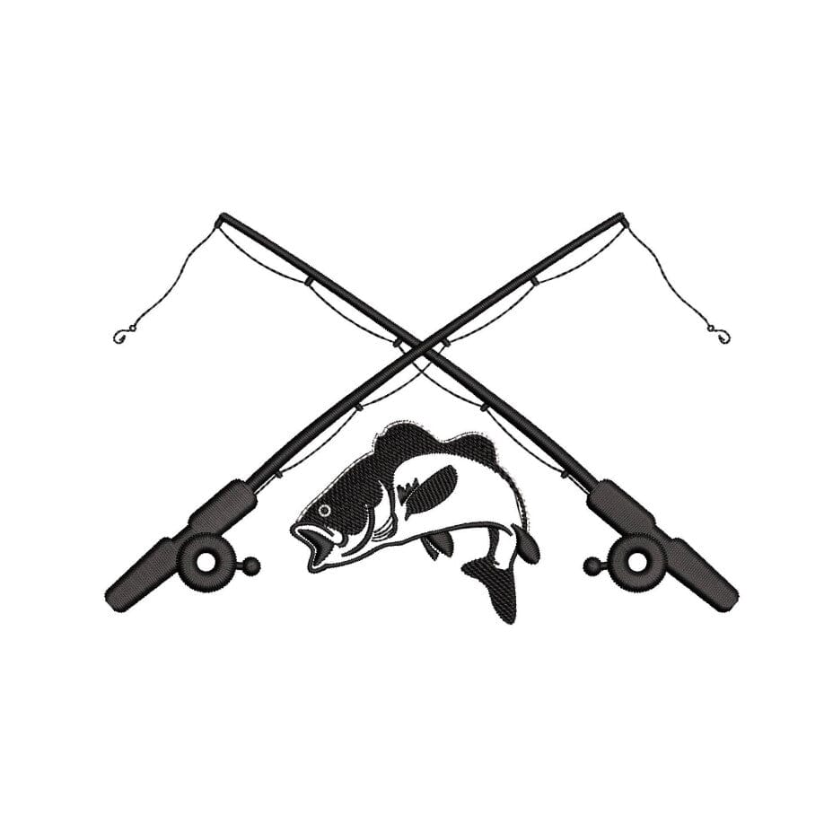Fishing Machine Embroidery Design, 3 sizes, Instant download - So Fontsy