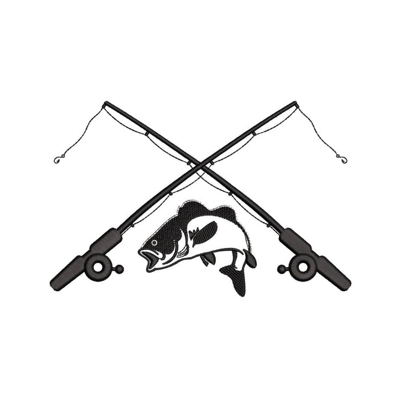 Fishing Machine Embroidery Design, 3 sizes, Instant download - So Fontsy