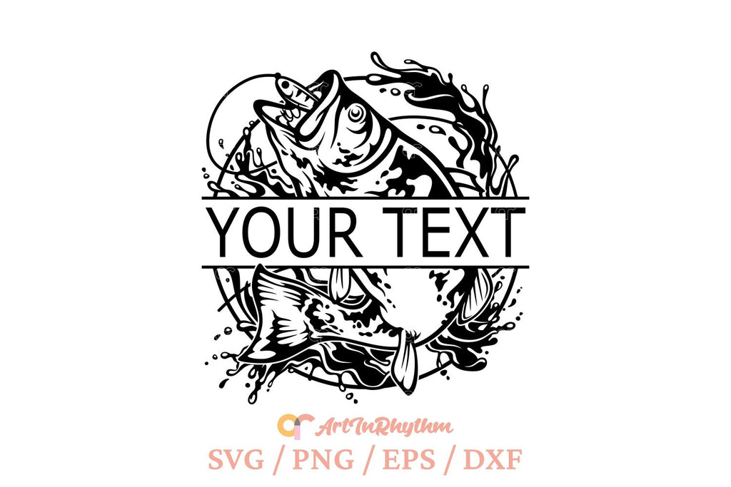 Fishing Svg, Fish Split Monogram Svg, Fishing Monogram Svg, Fish Svg ...