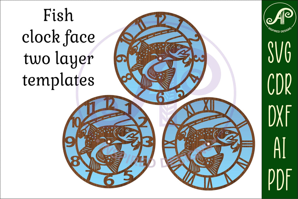 Fishing wall clock laser cut files, SVG file. vector - So Fontsy