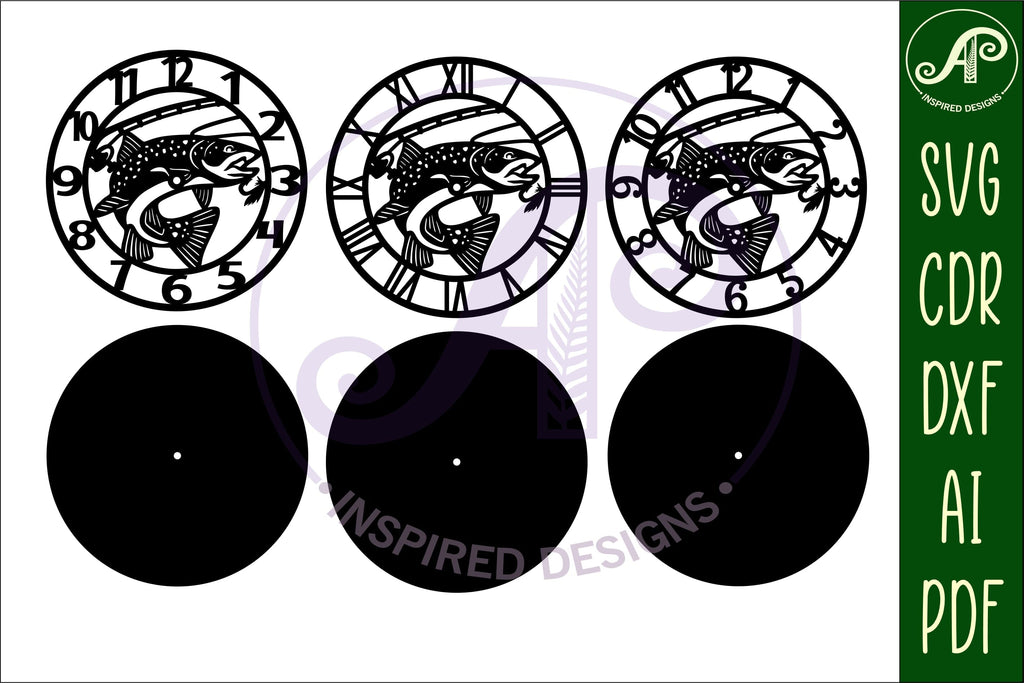 Fishing wall clock laser cut files, SVG file. vector - So Fontsy